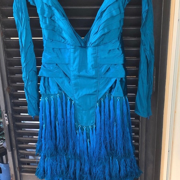 Gucci | Dresses | Gucci Tom Ford Blue Silk Tassel Runway Dress 4 | Poshmark